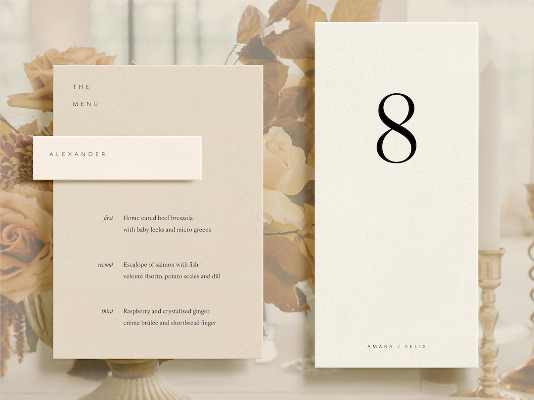 Minimalist Wedding Menu | Collection 01 - Etsy