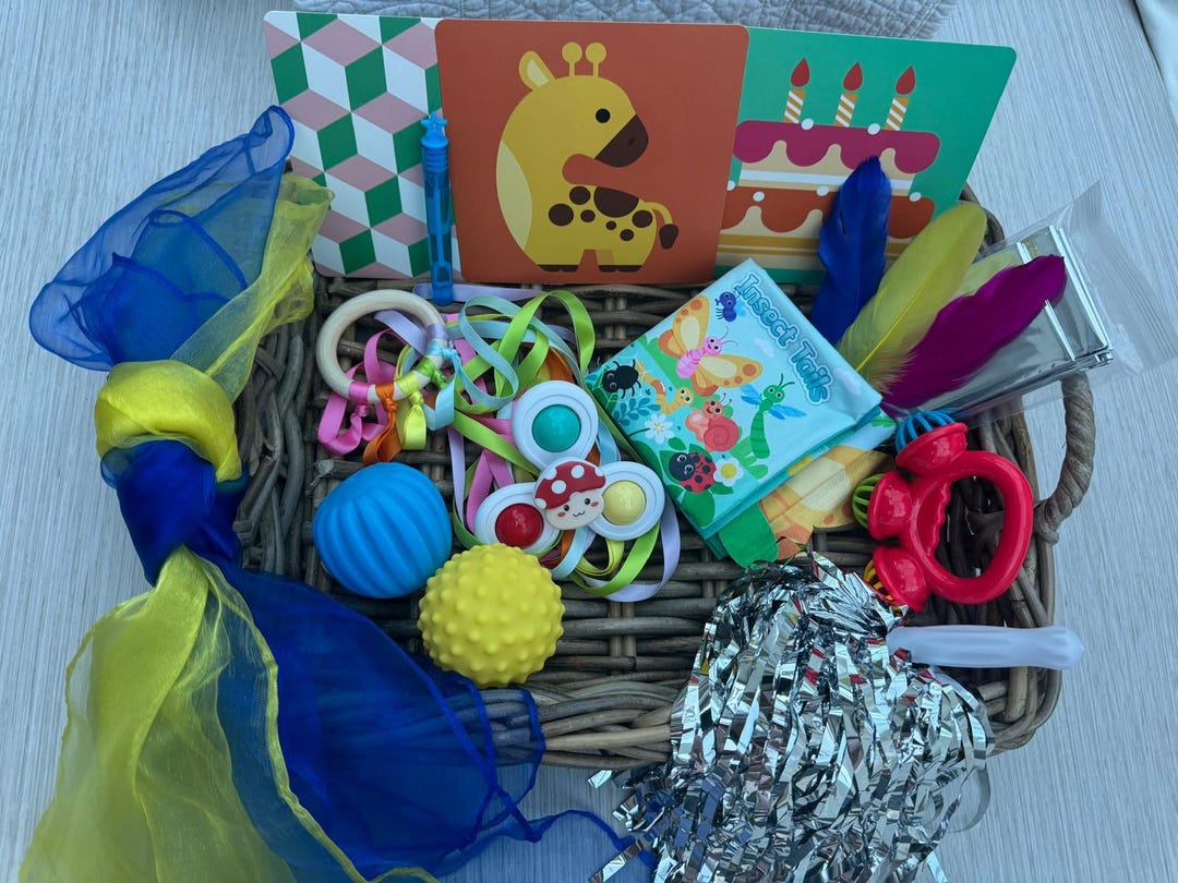 Rainbow Coloured Baby Sensory Box, Baby's First Experiences and Play Opportunities, Fine Motor ...