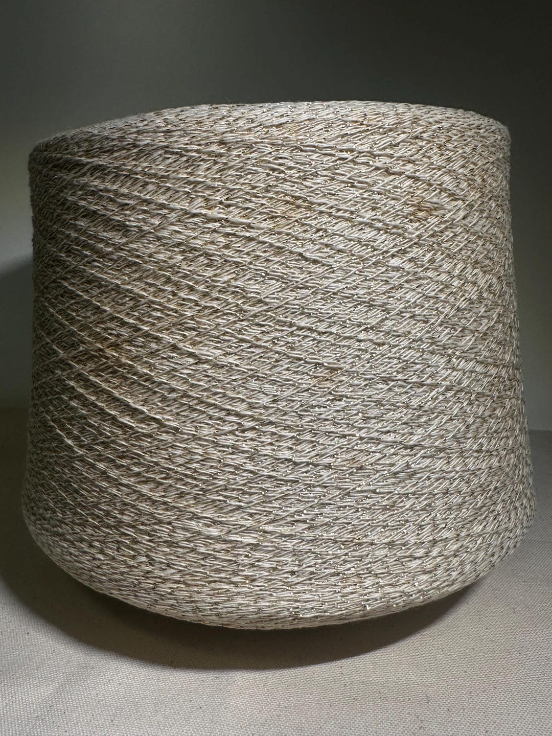Extra-large Cone Cotton Lurex Blend Yarn (cream/gold) Vintage Uniblend ...