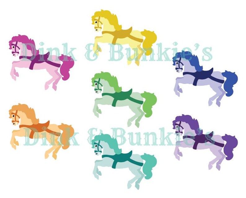 Rainbow Horse Clipart Set - Saddled - Etsy