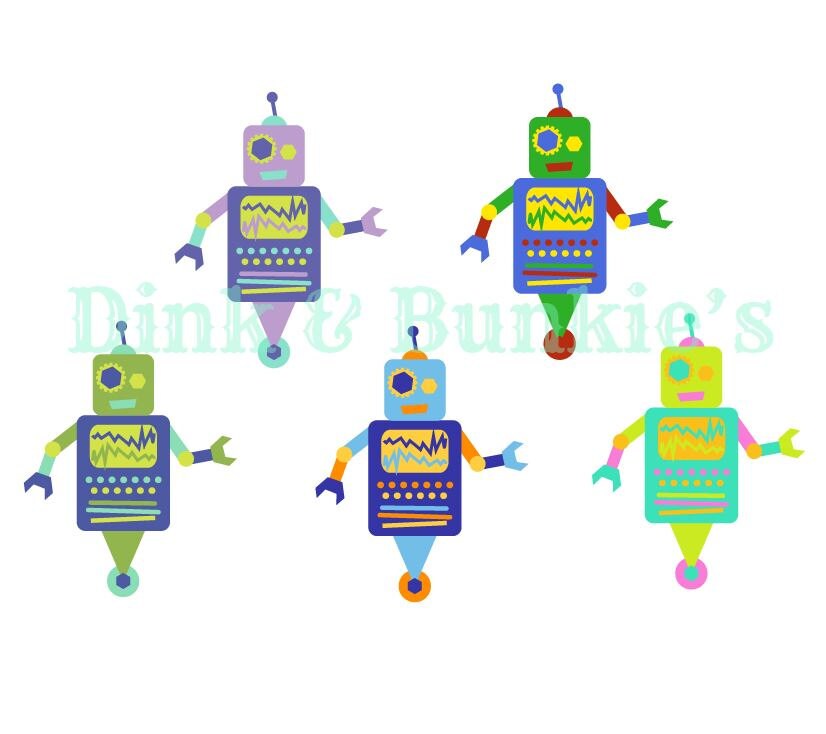 Robot Clipart Set | Etsy