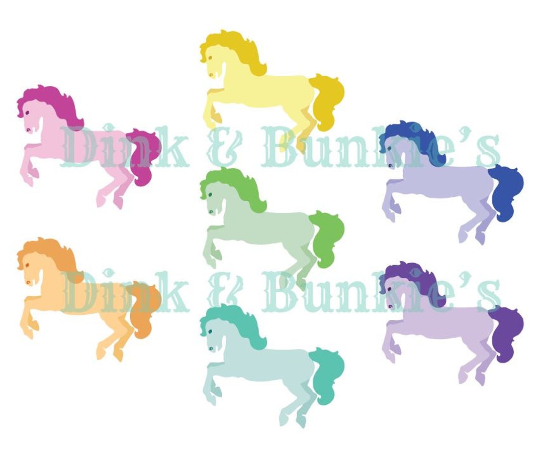Rainbow Horse Clipart Set - Unsaddled - Etsy