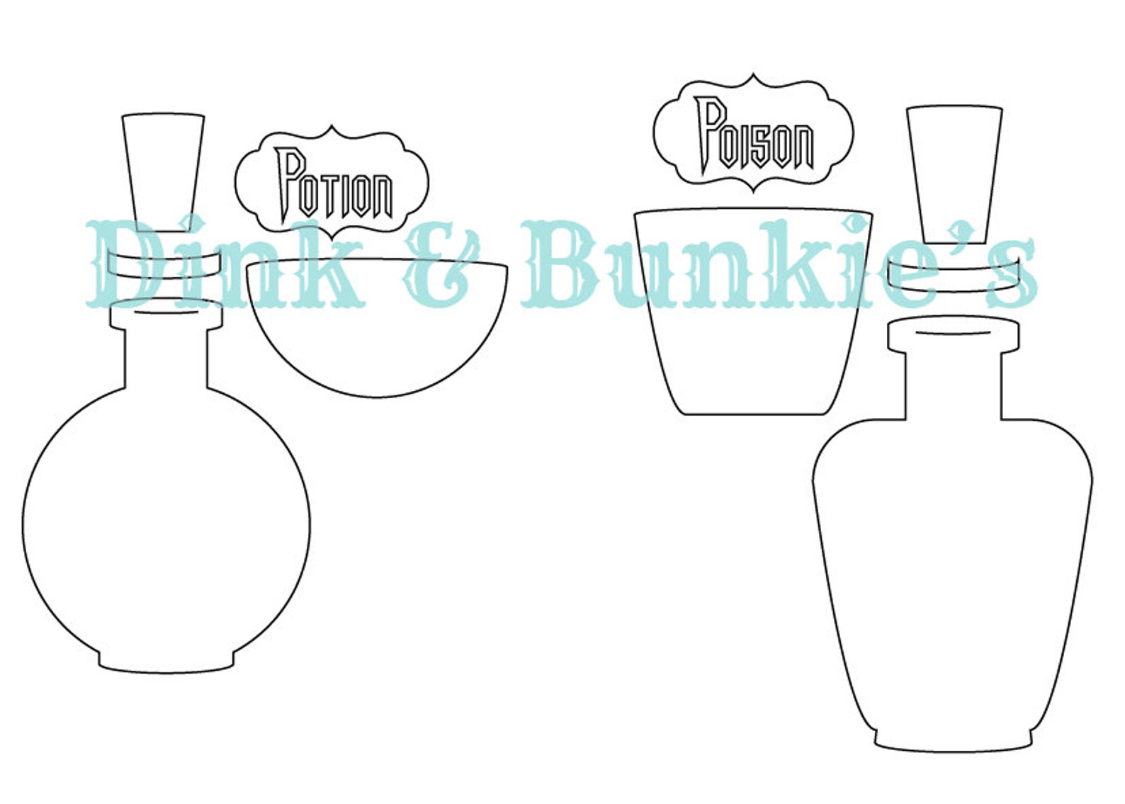 Potion Bottles SVG, DXF Die Cutter Template - Cricut Silhouette - Etsy