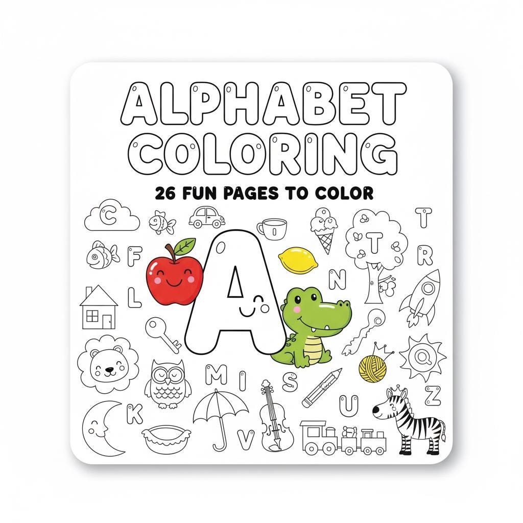 Alphabet Coloring Book for Kids: A-Z Printable Activity (PDF Download ...