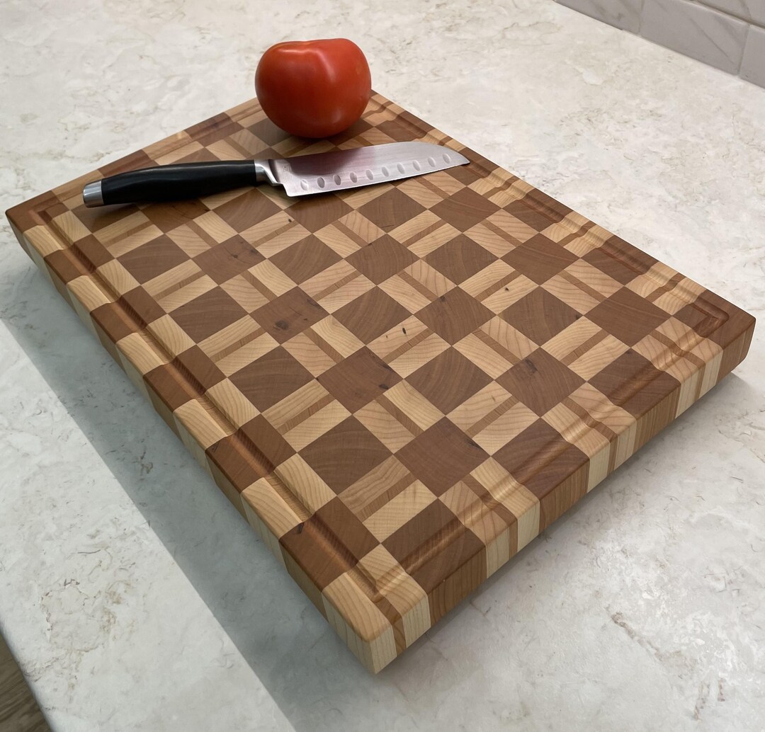 Square Checker Board End Grain Cutting Board - Etsy