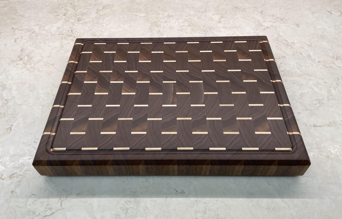 Walnut With Maple Accent End Grain Cutting Board - Etsy