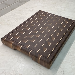 Walnut With Maple Accent End Grain Cutting Board - Etsy