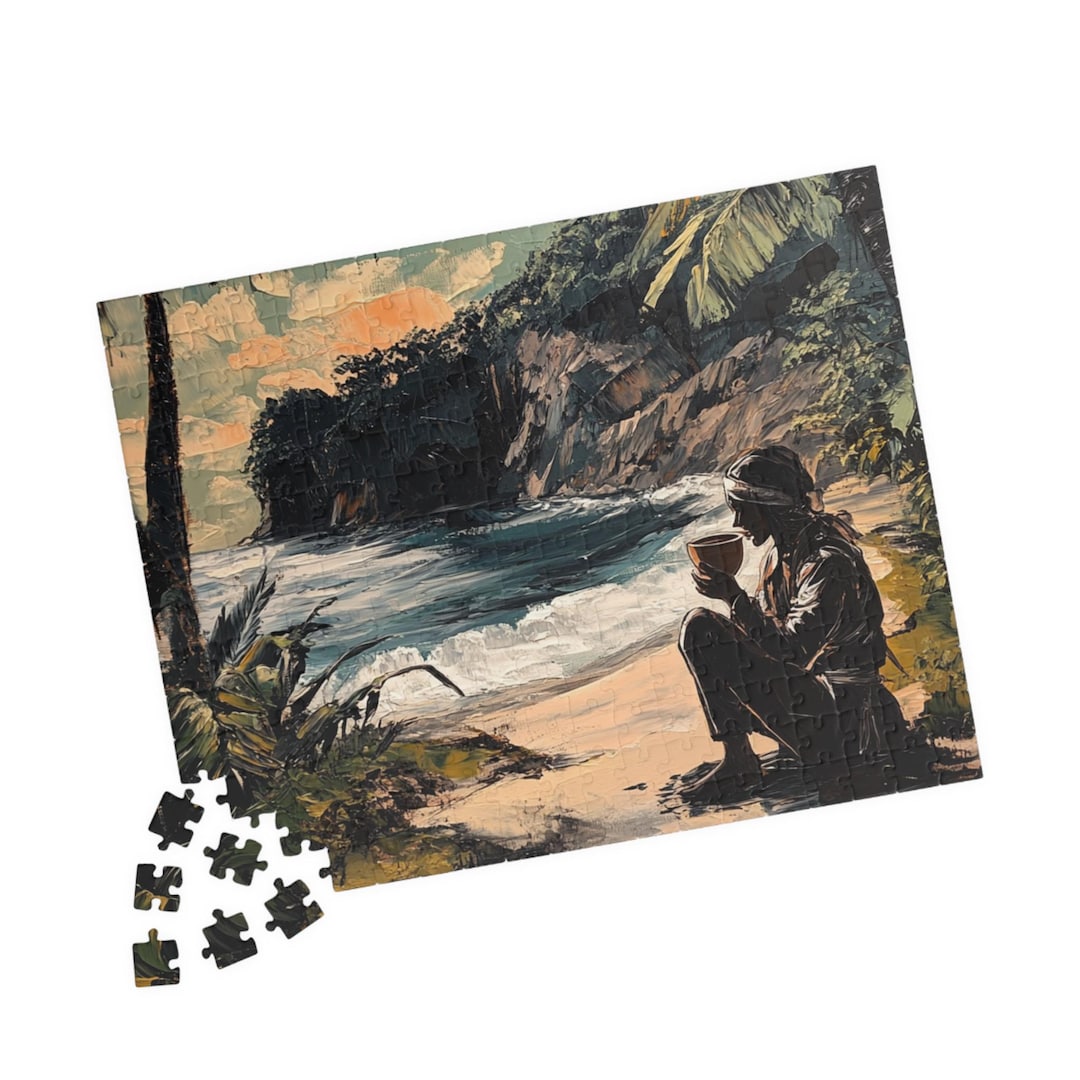 Ninja Drinking Tea on the Beach Good Vibes Puzzle - 110 252, 520, 1014 ...