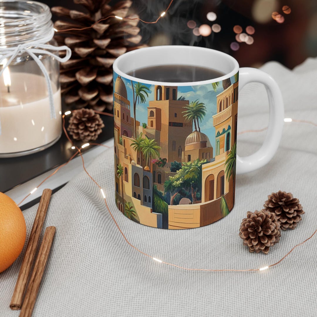 Moroccan Oasis Mug 11oz, Colorful Art Coffee Cup, Travel Inspired Gift ...