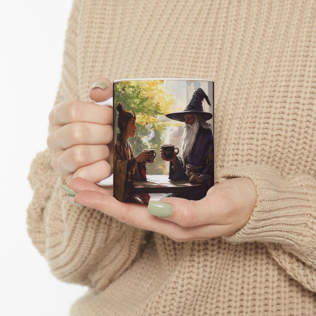 Wizard Drinking Coffee With a Lady in Japan- Ceramic Mug, (11oz), for ...