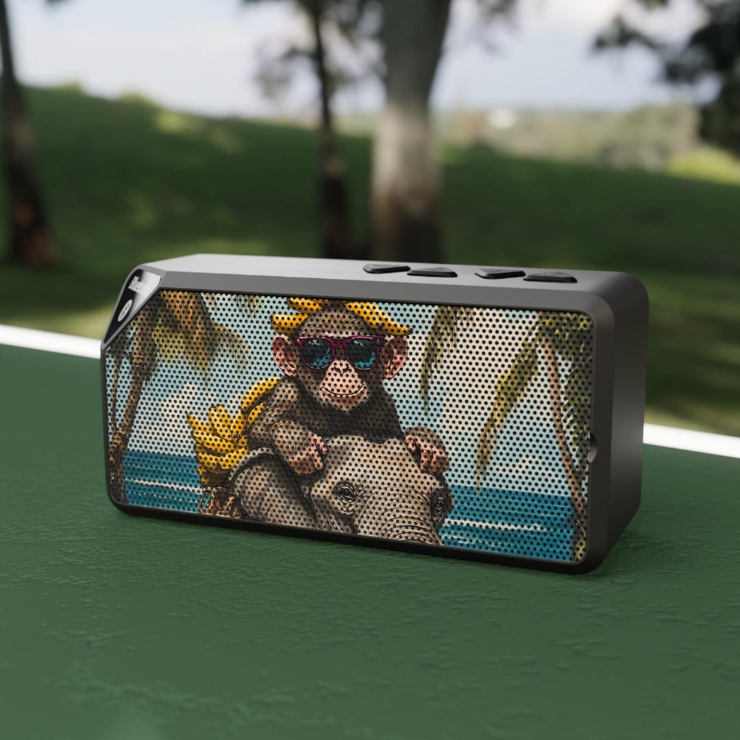 Monkey Riding Elephant in the Jungle Jabba Bluetooth Speaker Gift for ...