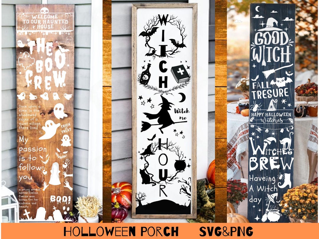 Spooky Halloween Porch Sign SVG Bundle | Tall Door & Welcome Signs - Etsy