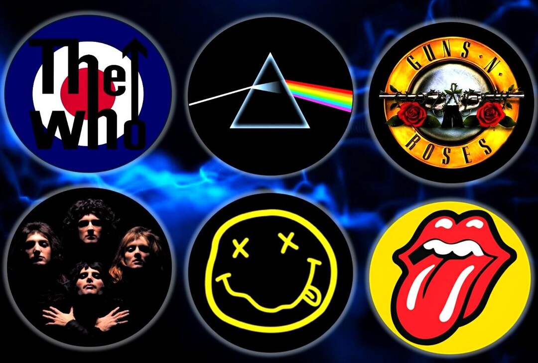 Band Pin Set 70's 80's Music Classic Rock Pinback Buttons Set of 6 Pins ...