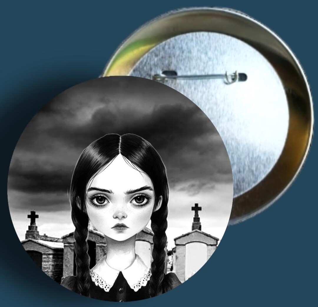 Wednesday Addams Pin Badge Horror Themed Party Favor Custom 1.5 ...