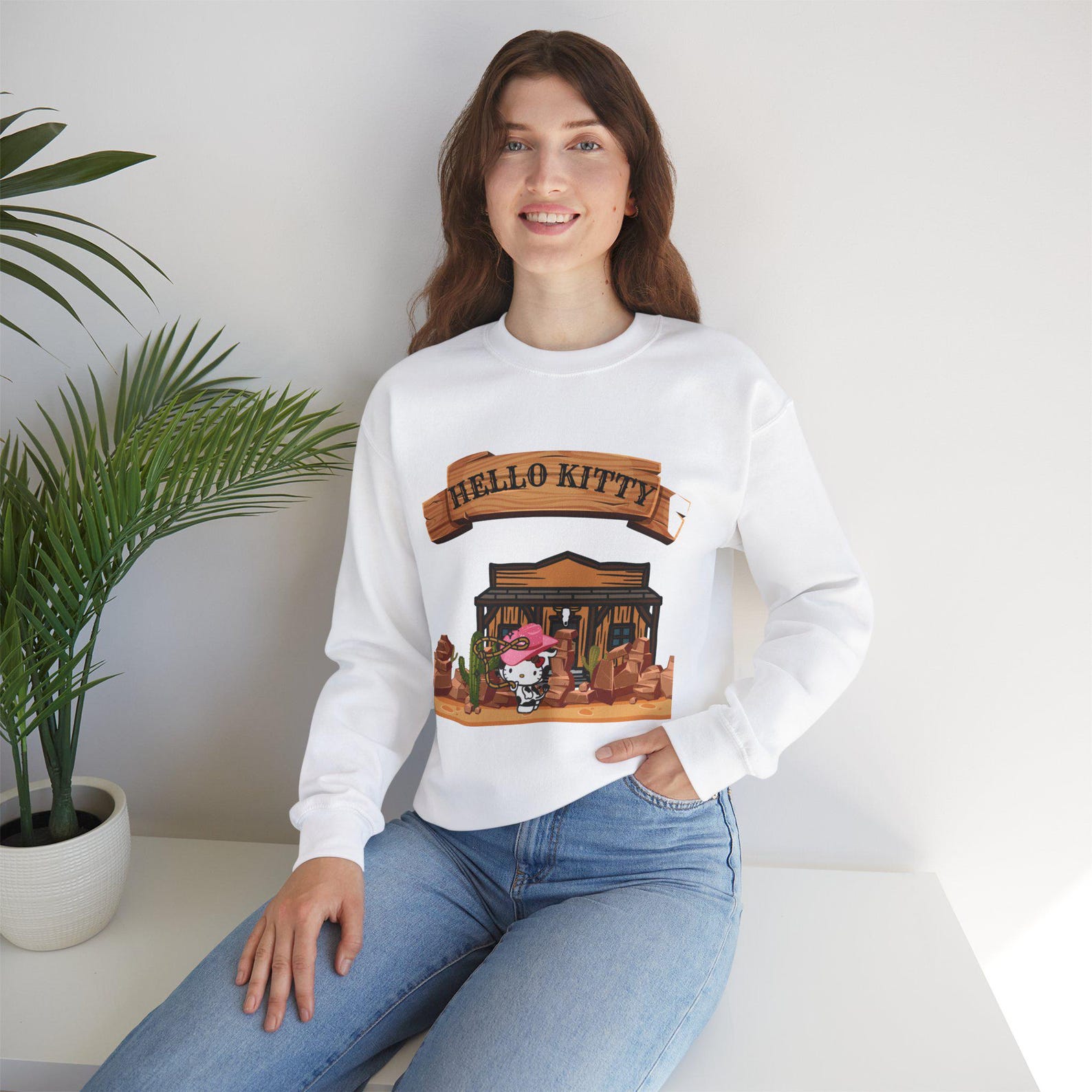 Western Hello Kitty Unisex Heavy Blend™ Crewneck Sweatshirt - Etsy