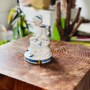 IVO Porcelain Victorian Style Figurine - Goat & Woman (blue and White ...