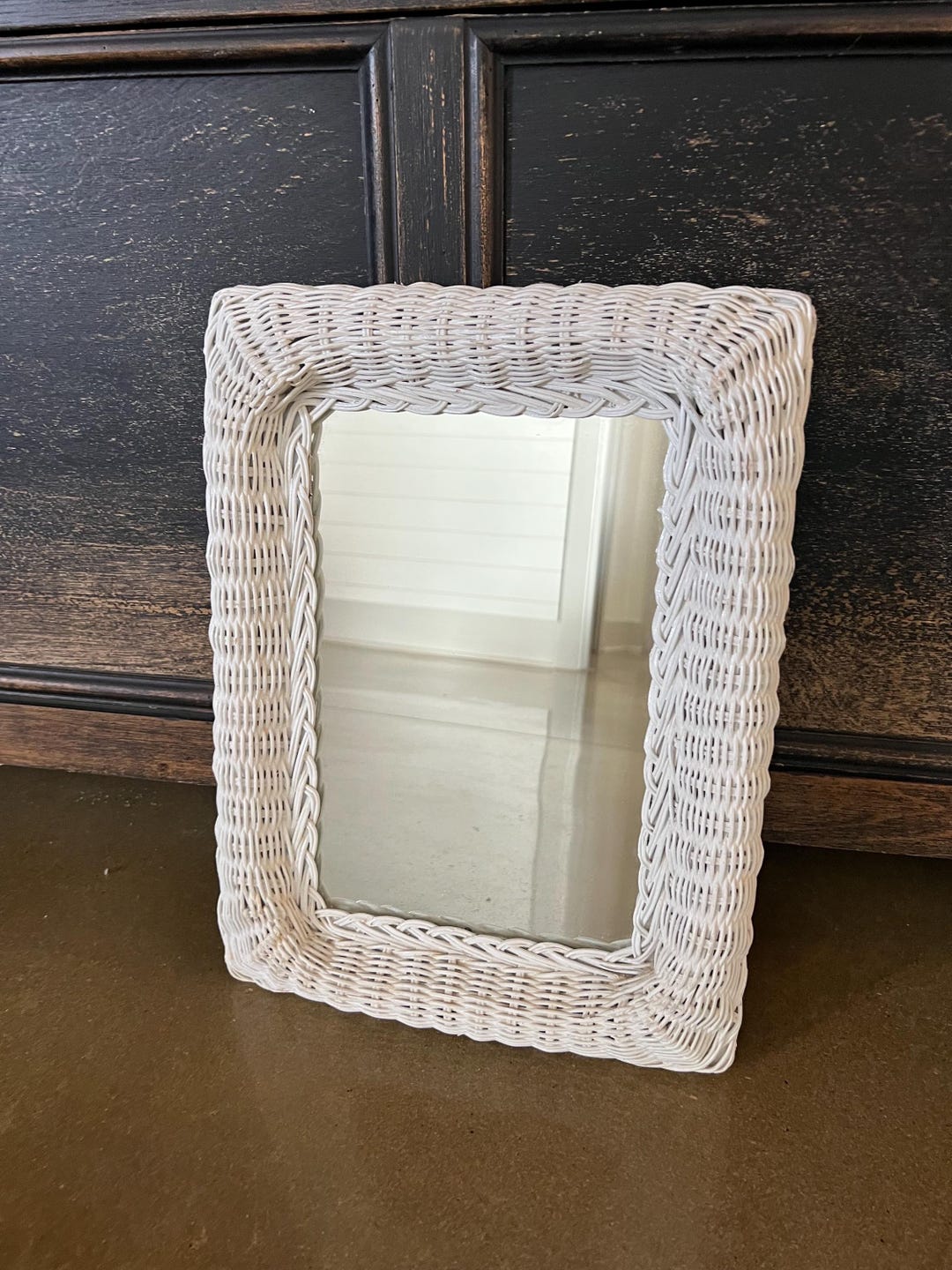 Vintage Coastal Cottage White Wicker Wall Mirror 16x12 - Etsy