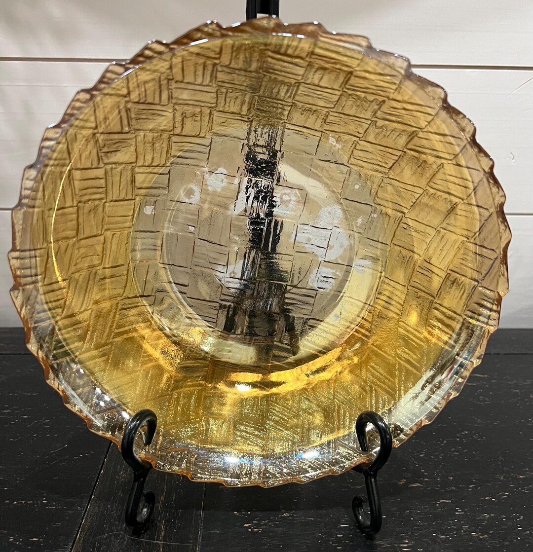 Vintage Indiana Marigold Carnival Glass Iridescent Round 9” Bowl ...