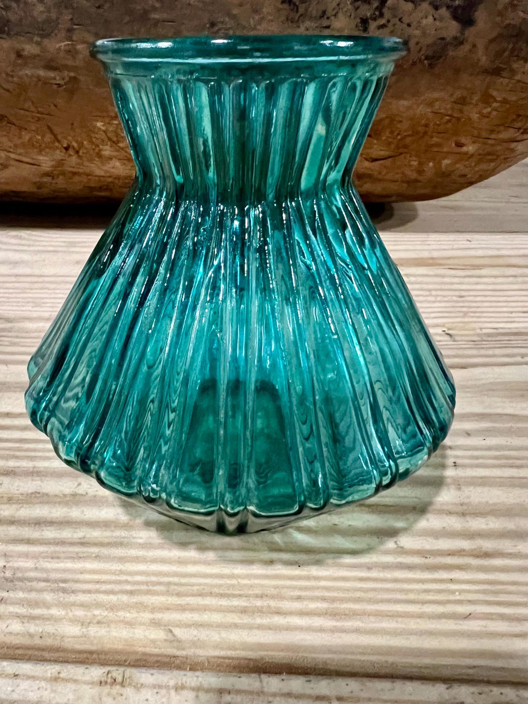 Beautiful and Unique MCM Teal Blue Ribbed Vase - Etsy