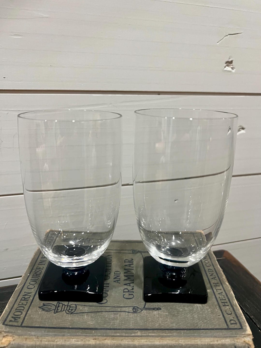 Fostoria Mayfair Black Amethyst Square Footed Juice Glasses- Set of Two ...
