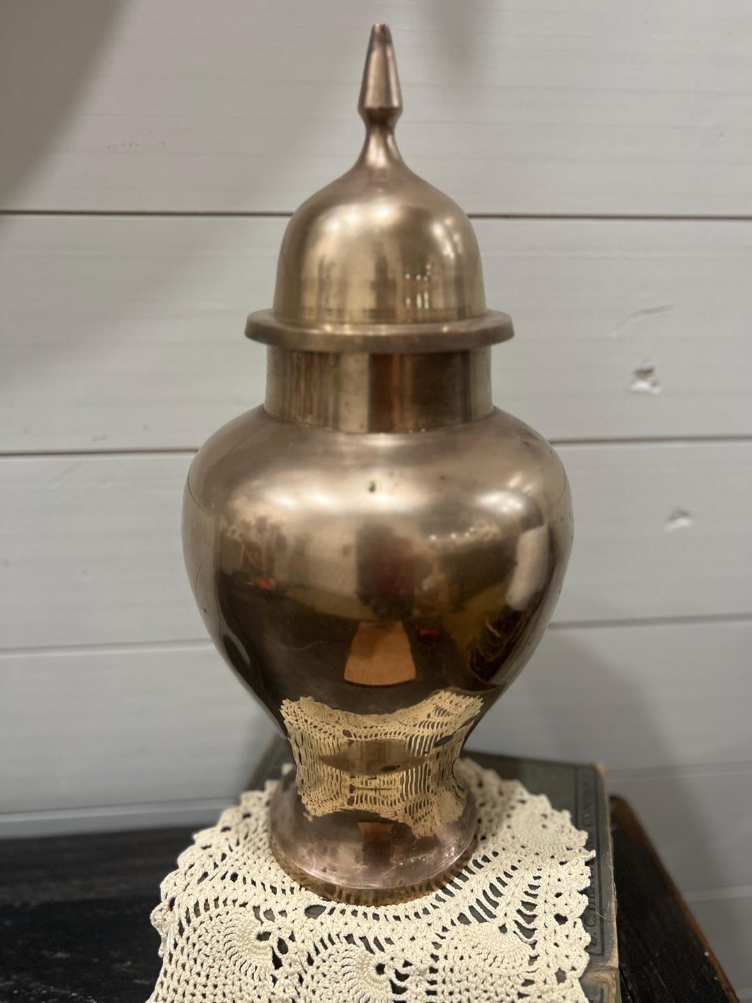 15” Heavy Brass Jar Vintage Mid-century Solid Brass Urn With Lid Heavy ...