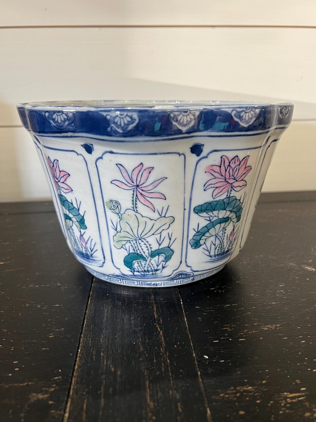 Antique Chinoiserie Vintage Chinese Porcelain Cachepot or Flowerpot ...