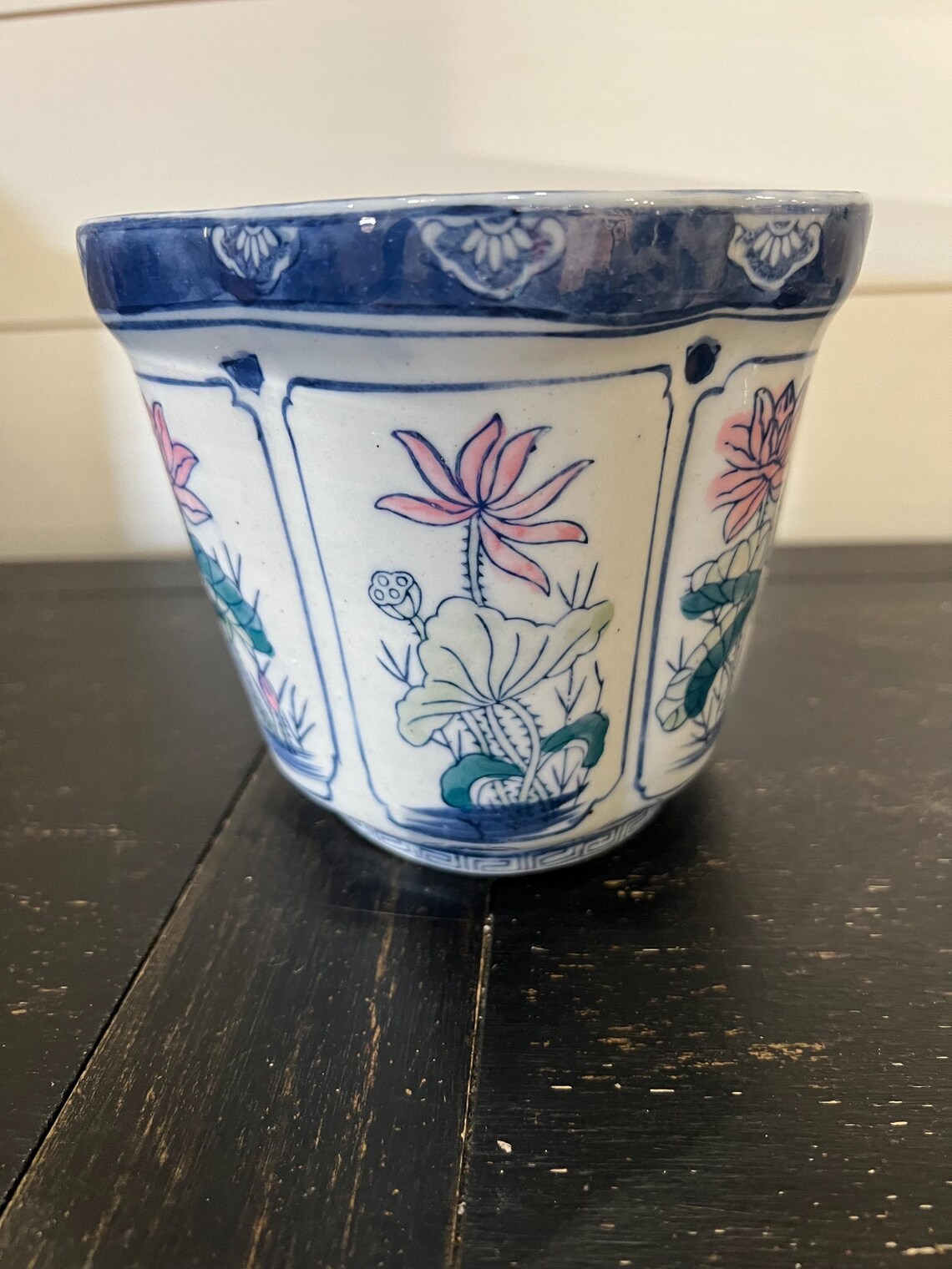 Antique Chinoiserie Vintage Chinese Porcelain Cachepot or Flowerpot ...