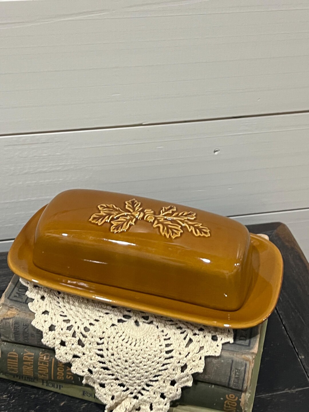 Vintage BIA Cordon Bleu Brown Amber Butter Dish With Acorn and Leaf ...