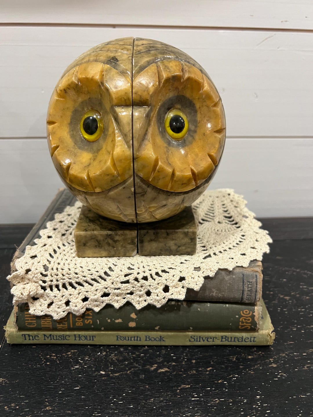 Vintage ABF Alabaster Owl Bookends Unique Midcentury Modern Decor Made ...