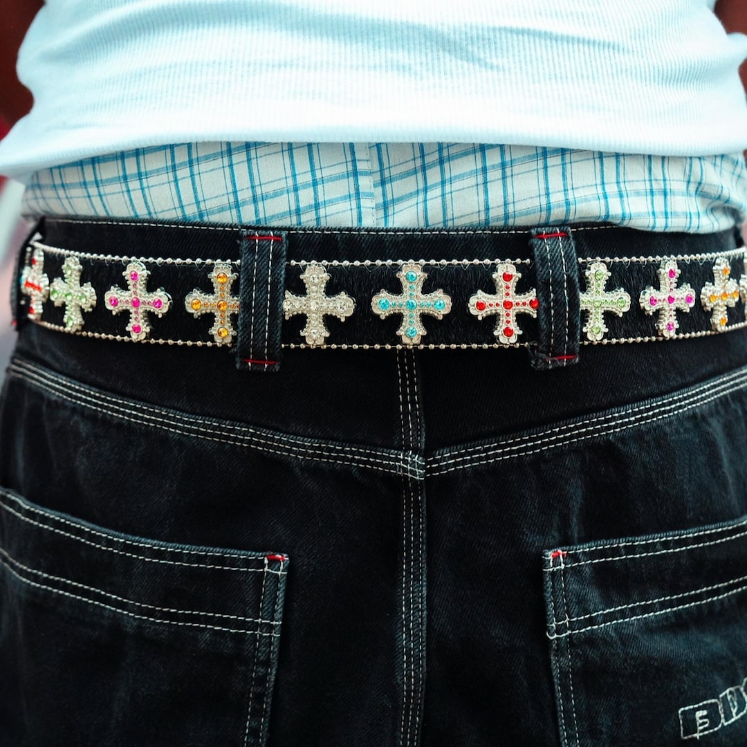 Multicoloured Iced Out Cross Belt - Etsy