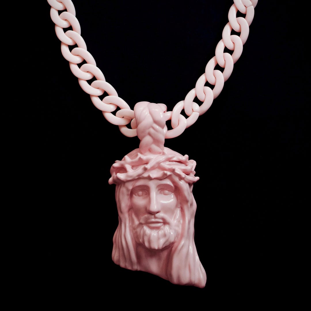 Pink Jesus Piece Pendant - Etsy