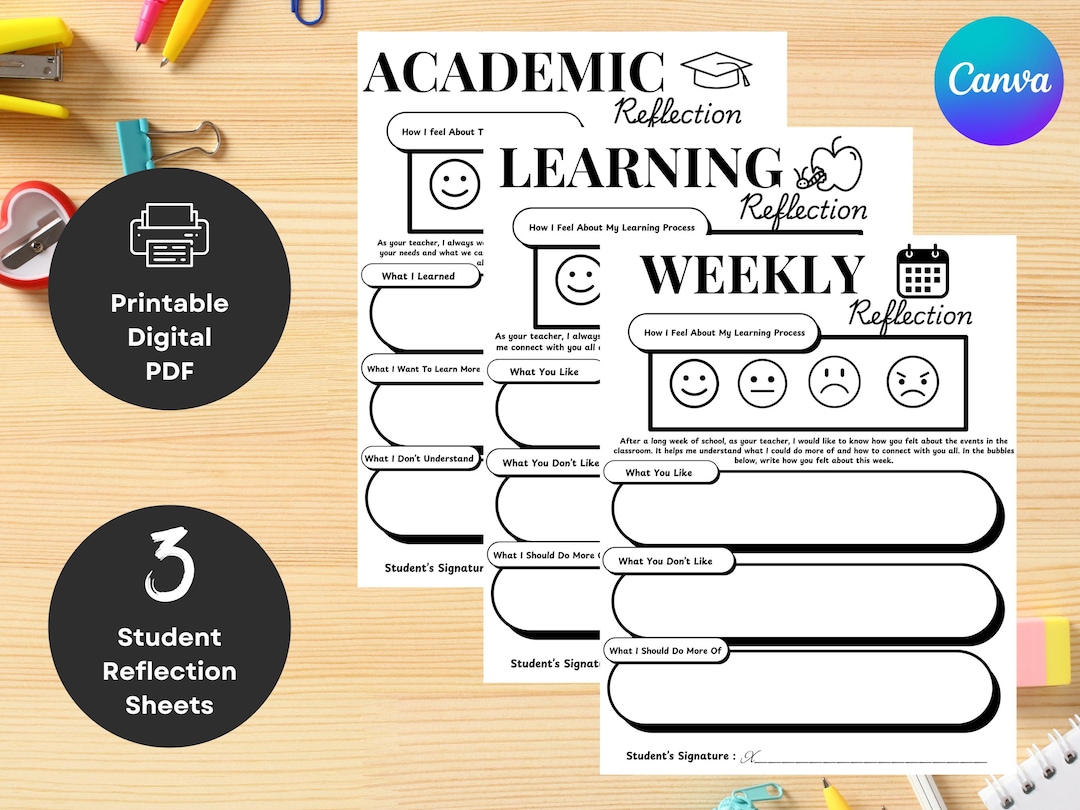 Student Reflection Sheets - Etsy