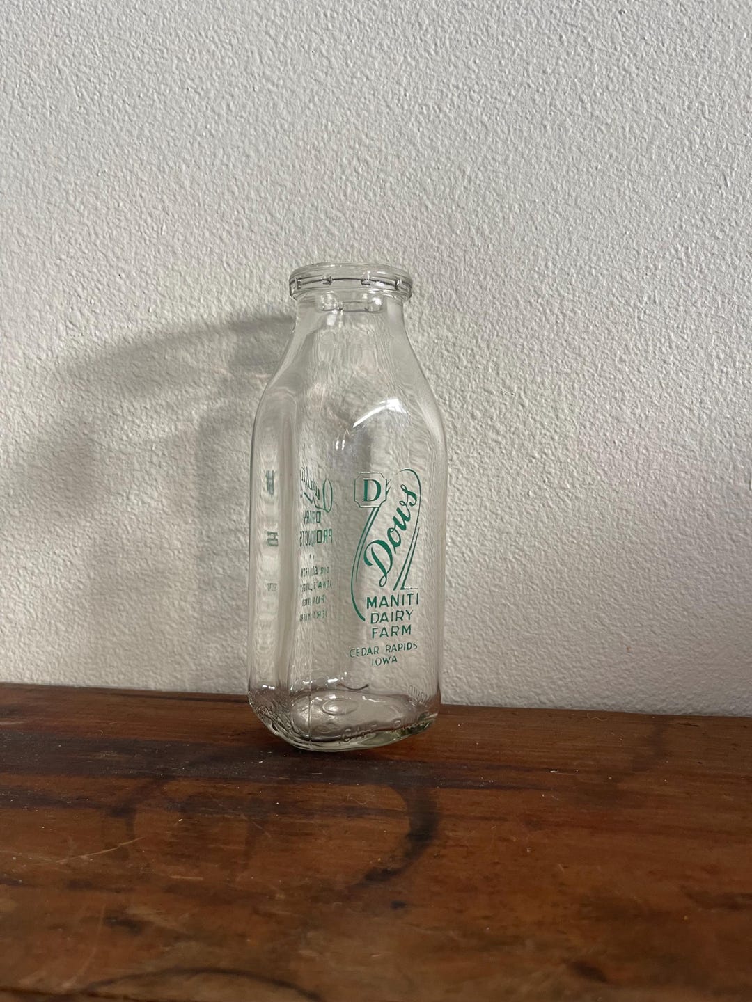 Dows Dairy Farm Iowa Milk Bottle - Etsy