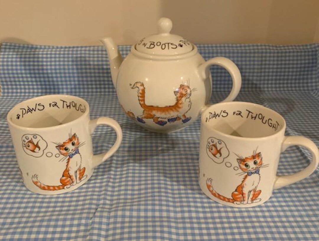 Vintage Arthur Wood Puss in Boots Teapot & 2 Mugs Made in England - Etsy