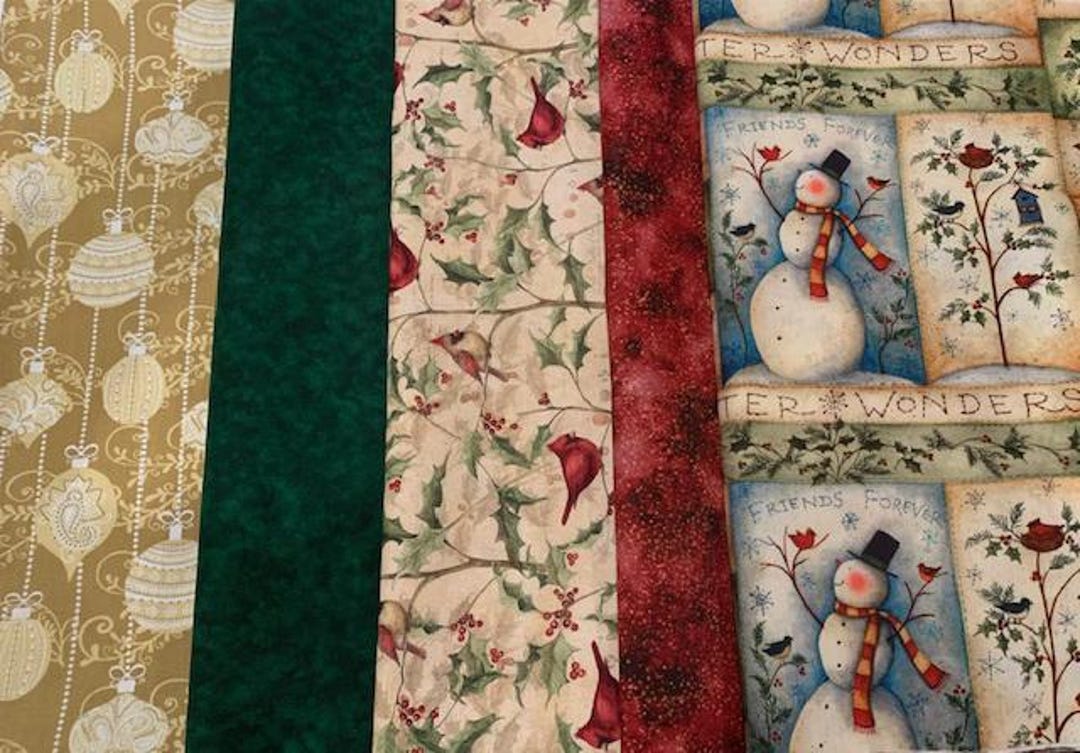 Christmas Winter Holiday Fat Quarter Bundle Set of 5 Cardinal, Snowman ...