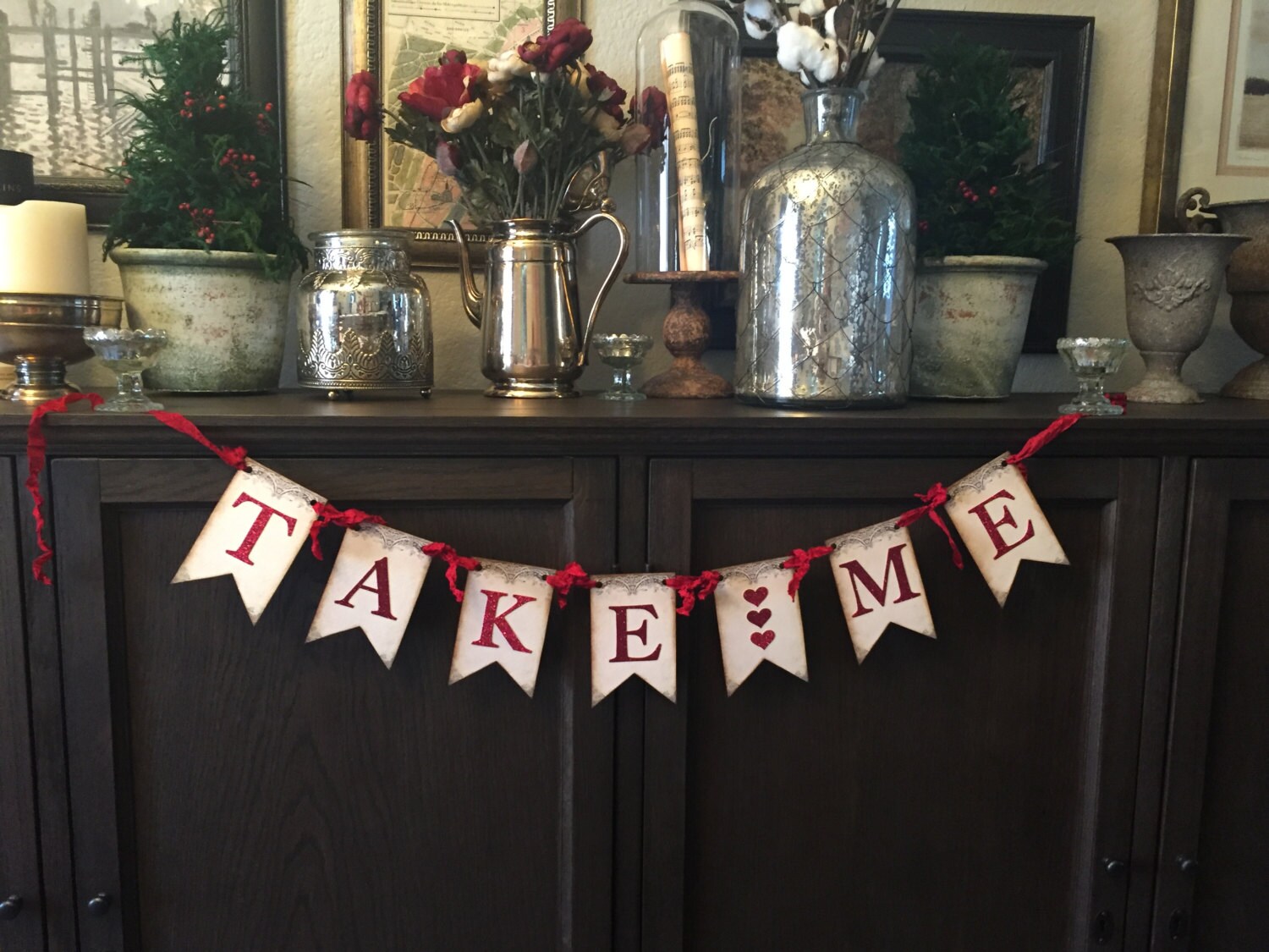 Drink Me Eat Me Take Me Banners Red Glitter Letters Red | Etsy