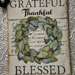 Set of 4 Grateful / Thankful / Blessed Tags With Crystal Rhinestones ...