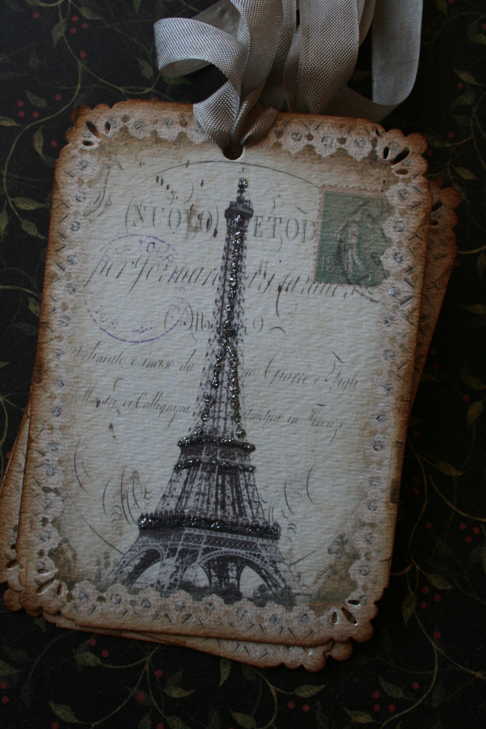 4 Eiffel Tower Tags With German Glitter / 5 X 3 - Etsy
