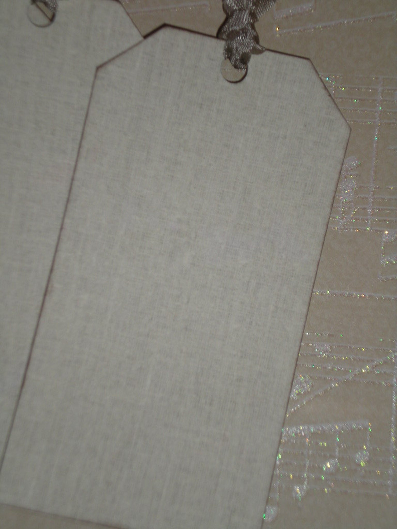 Set of 6 French Inspired Tags With Rhinestones and Linen Effect Reverse ...