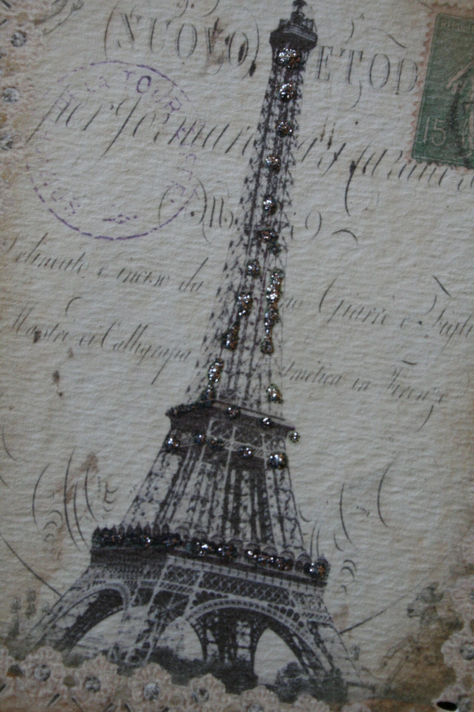 4 Eiffel Tower Tags With German Glitter / 5 X 3 | Etsy