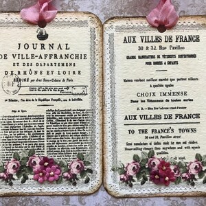 French Inspired Tags, Set of 4 Different Designs With Crystal ...