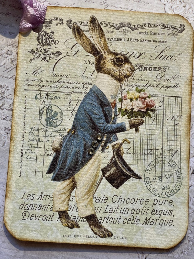 Easter / Spring Bunny Tags With Rhinestones. | Etsy