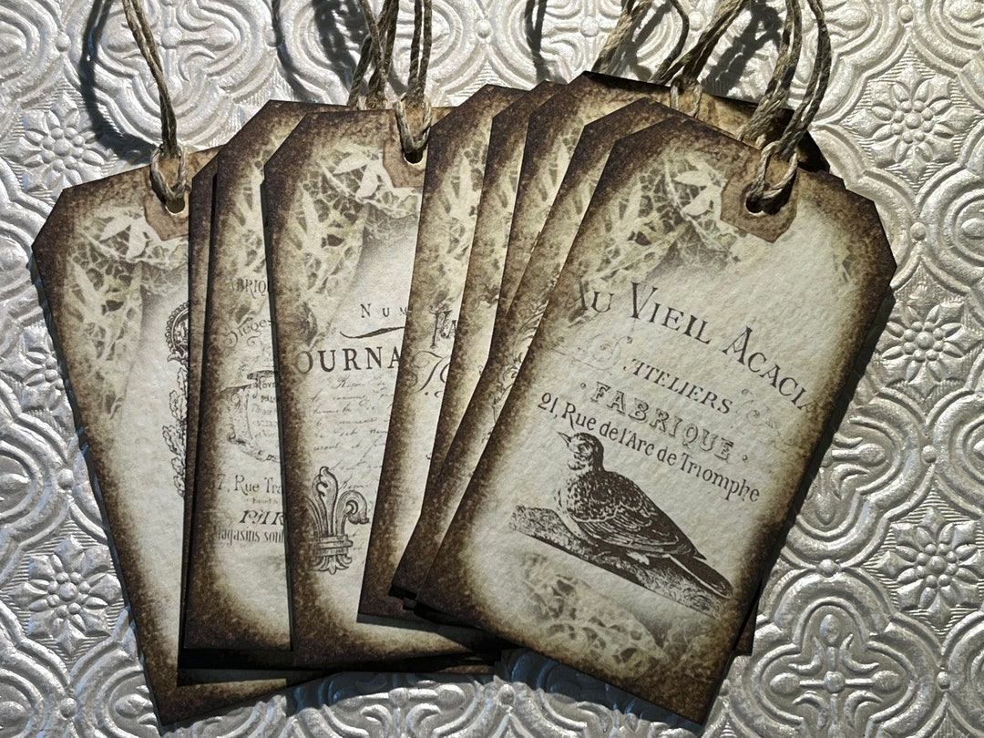 Set of 9 French Inspired Tags With Creamy Twine - Etsy