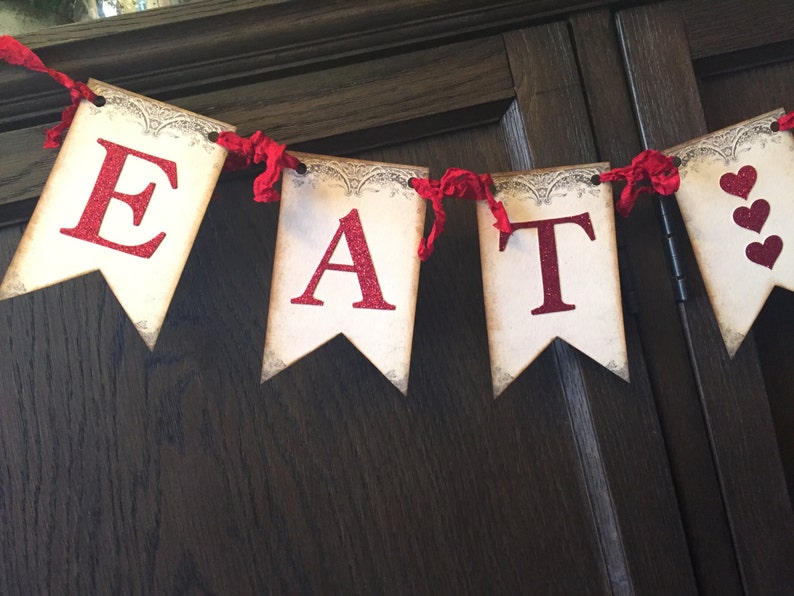 Drink Me Eat Me Take Me Banners Red Glitter Letters Red | Etsy