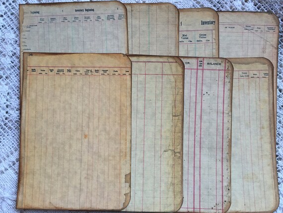 Ephemera Bundle vintage ledger paper 8 different sheets 5 | Etsy