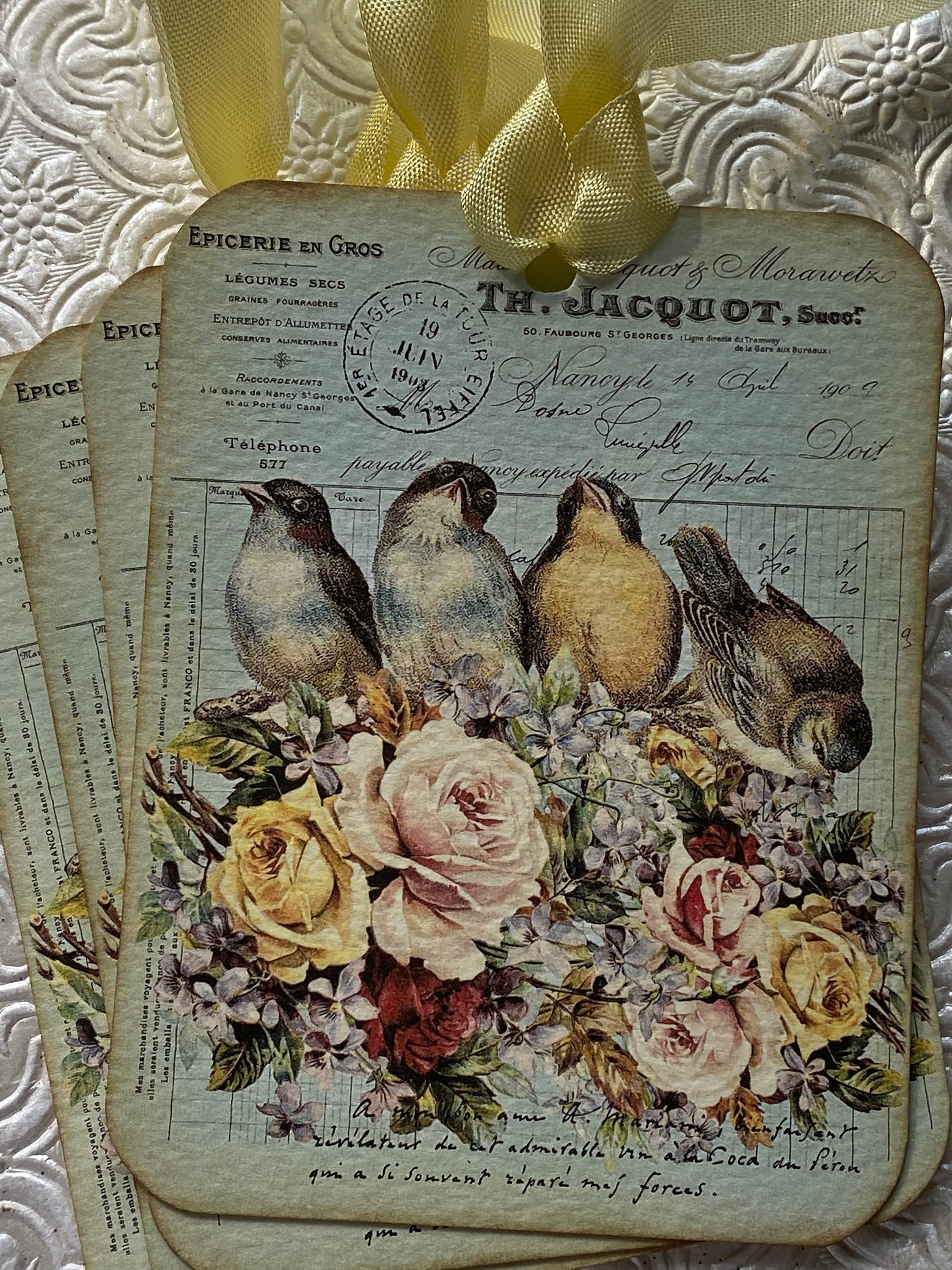 Set of 4 vintage inspired Bird tags. | Etsy