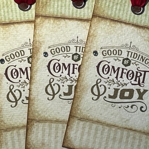 Set of 4 Holiday/ Christmas Tags, Comfort and Joy. - Etsy