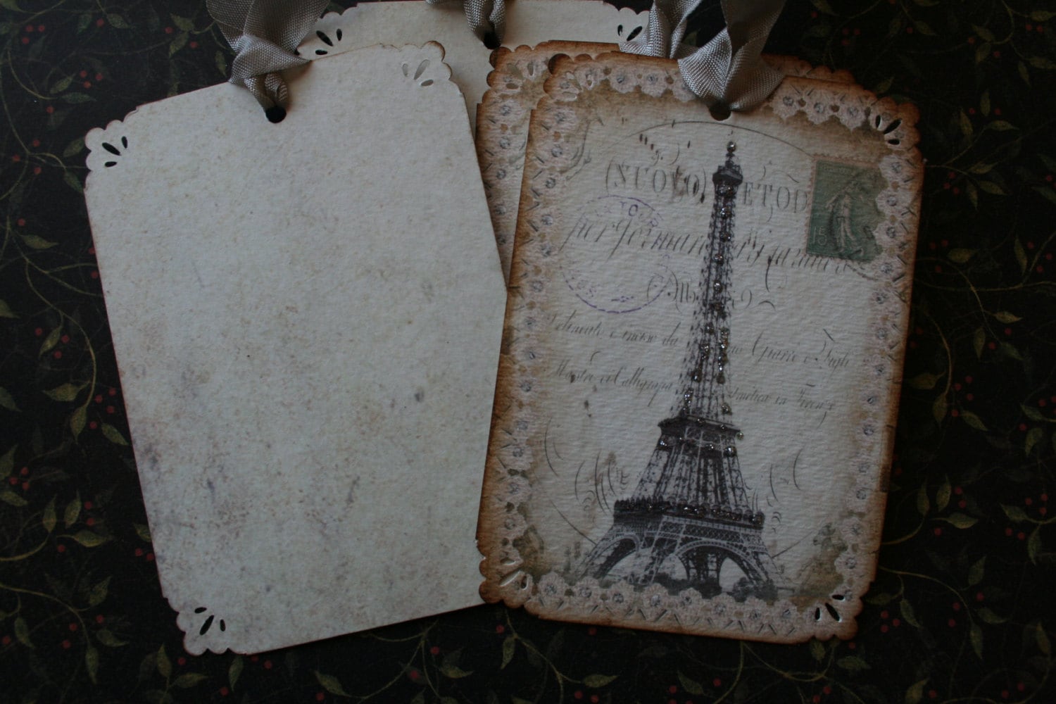 4 Eiffel Tower Tags With German Glitter / 5 X 3 - Etsy