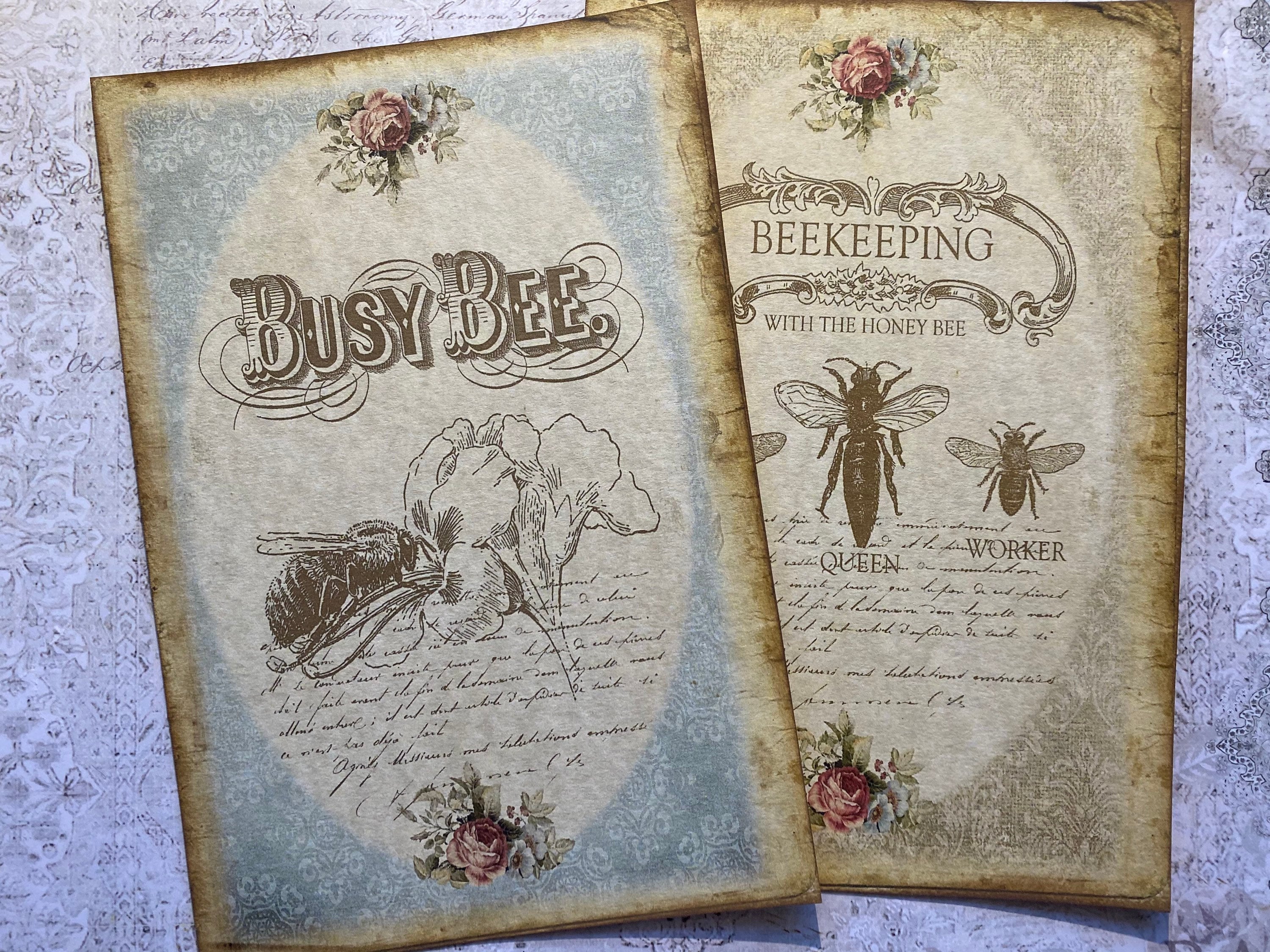 Vintage Inspired Bee Ephemera Bundle printed on parchment | Etsy