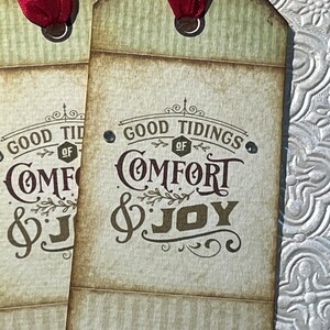 Set of 4 Holiday/ Christmas Tags, Comfort and Joy. - Etsy